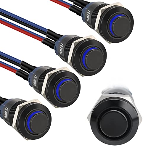 Snapklik.com : STARELO 5pcs 12mm Momentary Led Push Button Switch Black Shell