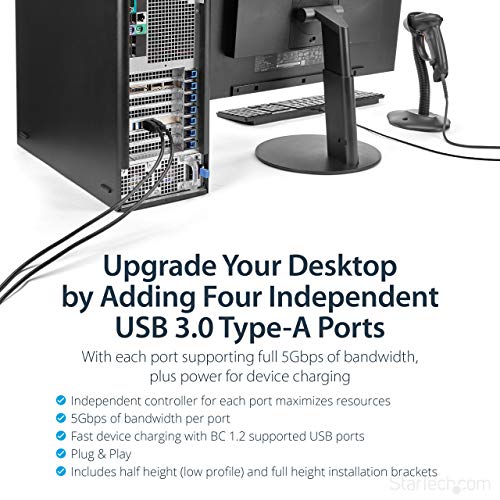 StarTech.com 4 Port USB 3.0 PCIe Card w / 4 Dedicated 5Gbps Channels ...