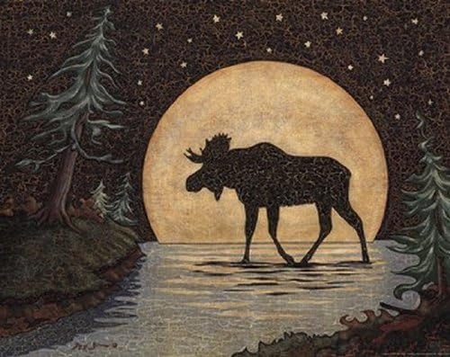 Amazon.com: Moonlight Moose - Poster by Jay Zinn (14x11): Prints ...