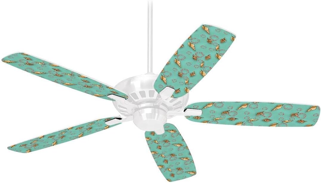 Sea Shells 02 Seafoam Green - Ceiling Fan Skin Kit fits most 42 inch ...