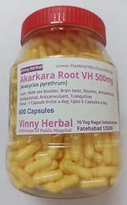 Amazon.com: Akarkara Root DH Herbal Supplement Capsules 600 Caps Jar ...