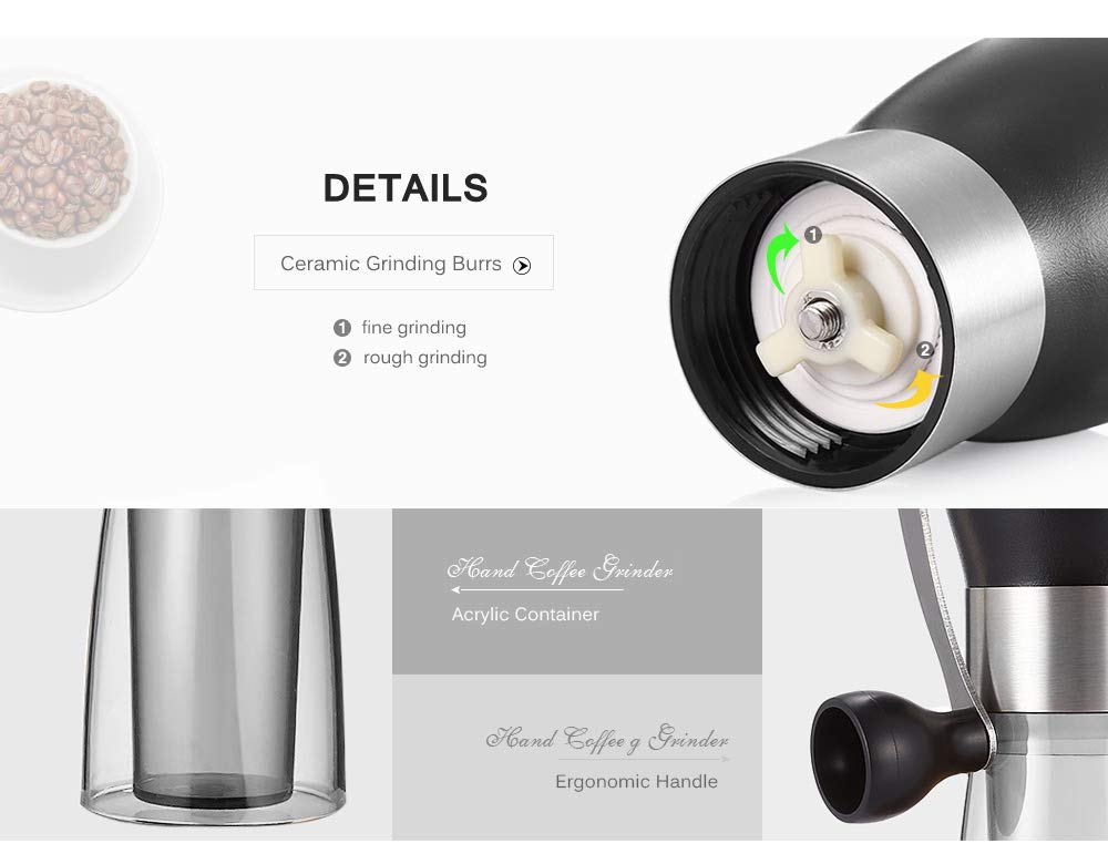 Snapklik.com : Manual Coffee Grinder, Hand Portable Bean Mill Stainless ...