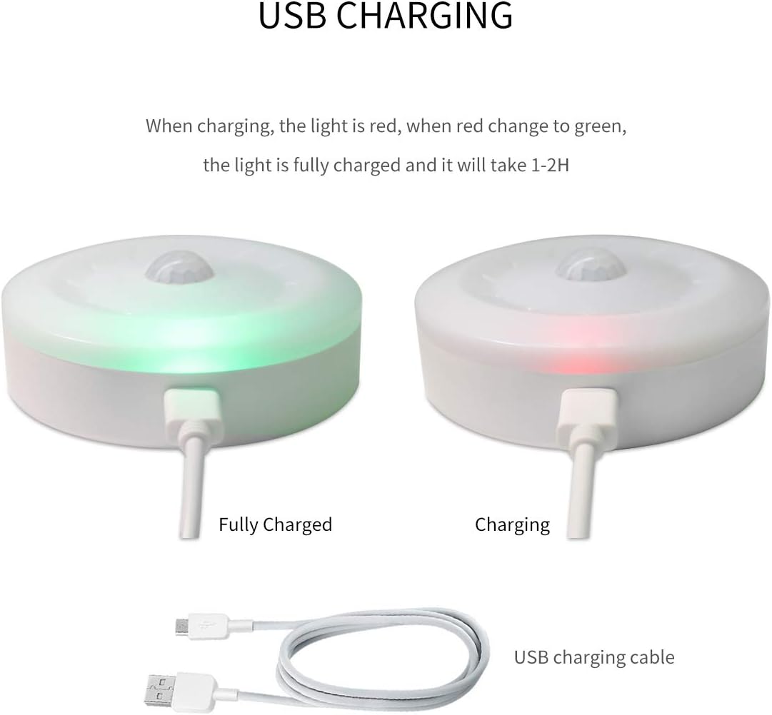 Luz con sensor de movimiento de 5 V, alimentada por USB, luces LED recargables activadas por ...