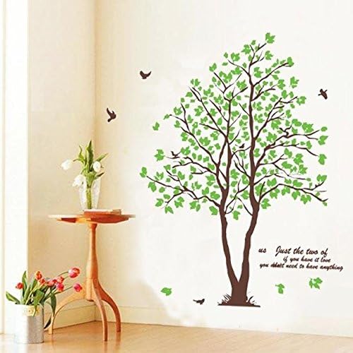 Amazon.co.jp: ウォールステッカー おしゃれ 木 北欧 花 植物 子供部屋 ツリー 鳥 グリーン wallsticker カフェ ...