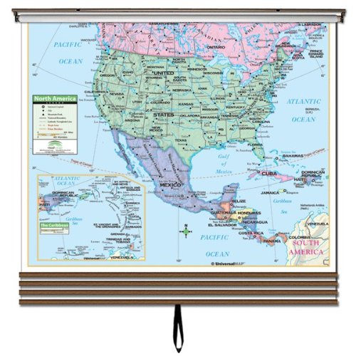 Amazon.com: Primary Wall Maps Set on Roller w/ Backboard; 5-Map Choices ...