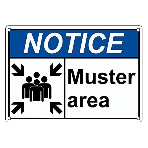 Weatherproof Plastic Notice Muster Area Sign with English Text and ...