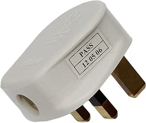 1STec 3A Fused White UK Mains Power Plug Top with 3 Pins & Screw ...