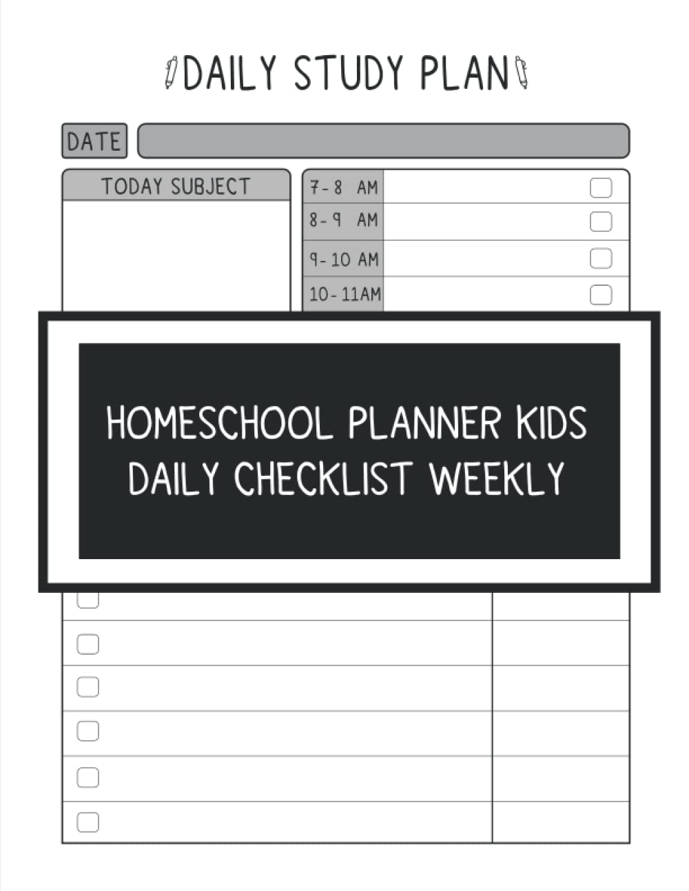 Homeschool Planner Kids Daily Checklist Weekly Homeschooling Lesson ...