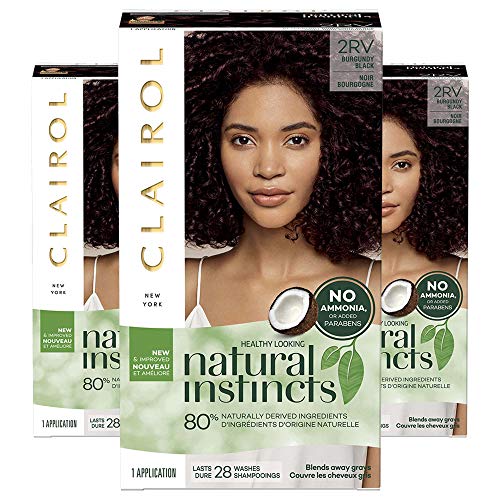 Clairol Natural Instincts Demi-Permanent Hair Dye, 2RV Burgundy Black ...