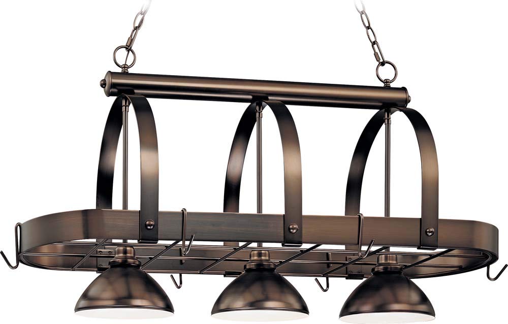 Volume Lighting V3023-79 3 Light Antique Bronze Pot Rack - Island Light ...