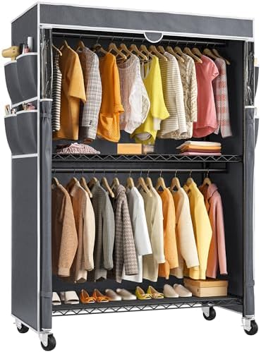 Amazon.com: Raybee Heavy Duty Clothes Rack with Cover, 81" H Clothing ...