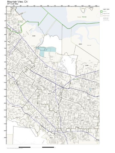 Amazon.com : ZIP Code Wall Map of Mountain View, CA ZIP Code Map Not ...
