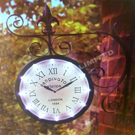 Solar Garden Stake Clock Thermometer
