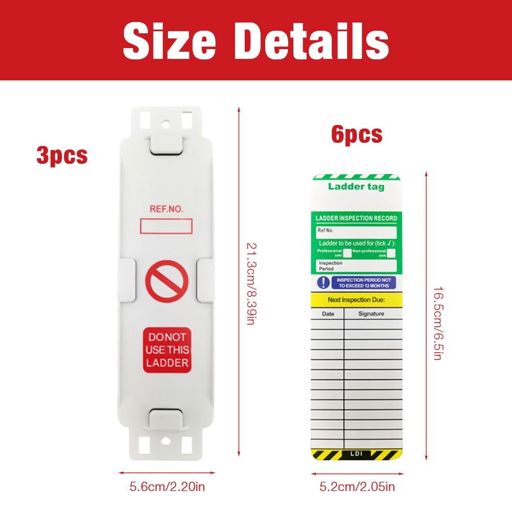 Mineup Ladder Tags, 3 Holders and 6 Ladder Inspection Tag Inserts ...
