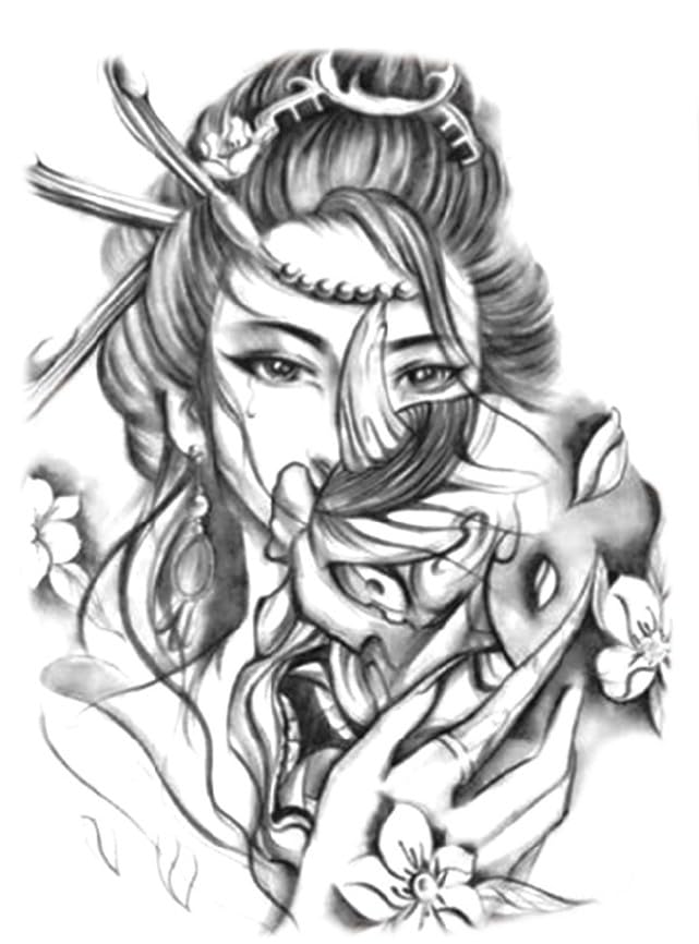 Geisha Hannya Mask Tattoo Close Up Details In The Geisha / Hannya Mask