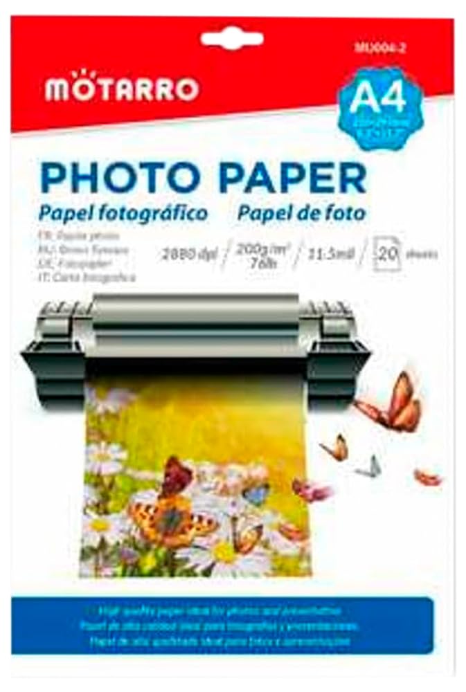 Motarro MU004-2 200G Photo Paper 20-Pieces, 2-Pack, A4 Size: Buy Online ...
