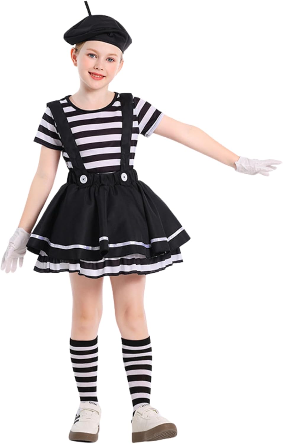Amazon.com: Colorful House Girls' Mime Costumes Black and White Clown Pantomime Suspender Dress ...