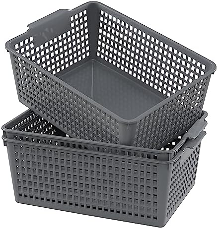 Yuright 3 Pack Plastic Storage Basket, Kitchen Cupboard Basket Box ...