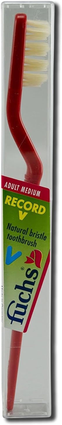 Amazon.com : Fuchs Adult Medium Record V Natural Bristle Toothbrush ...