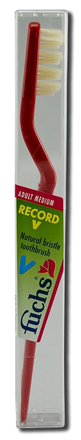 Amazon.com : Fuchs Adult Medium Record V Natural Bristle Toothbrush ...