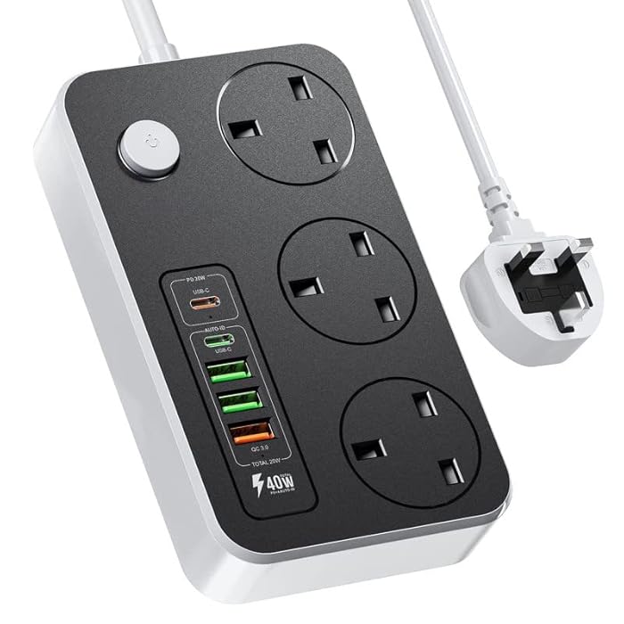 Buy Supwell Extension Lead With Usb C Slots, 3 Way Outlets Power Strip ...