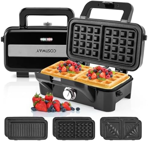 Amazon.com: AMEGAT 3 in 1 Sandwich Maker, Waffle Maker with Removables ...