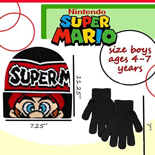 Amazon.com: Nintendo Super Mario Boys Beanie Winter Hat and Glove Set ...