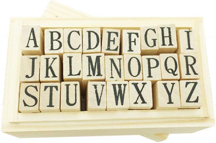 SUPVOX Wooden Alphabet Stamps Set 26 Pieces Mounted Rubber Letters for ...