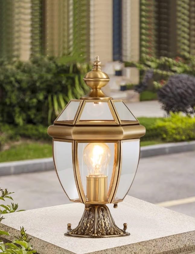 CITRA Retro Pillar Light Brass Gate Lamp E27 Lantern Post E27 - Bronze ...