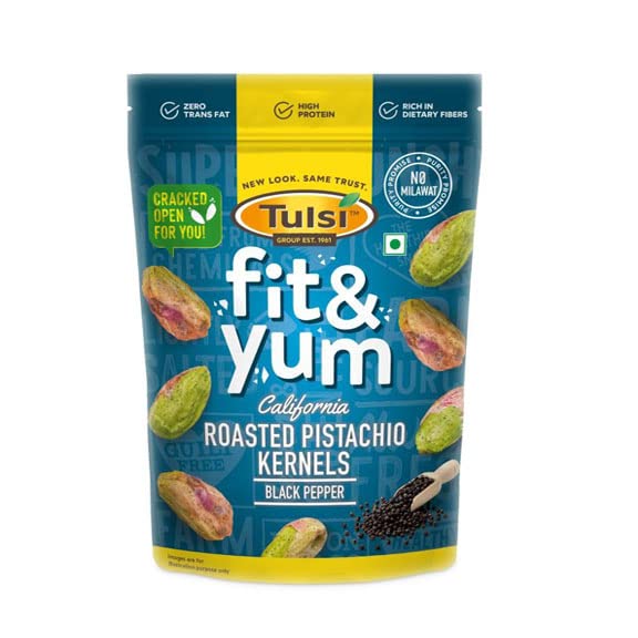 Tulsi Californian Roasted Pistachios kernel 115g, Black Paper Pista Dry ...