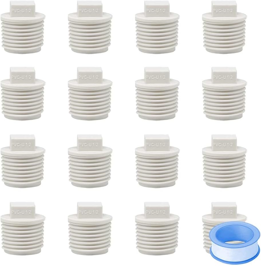 Amazon.com: 20PCS PVC Pipe End Cap Fitting 1/2 Inch PVC Fittings Plug ...