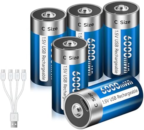Amazon Basics C Cell Rechargeable Batteries 5000mAh Ni-MH, 4-Pack ...