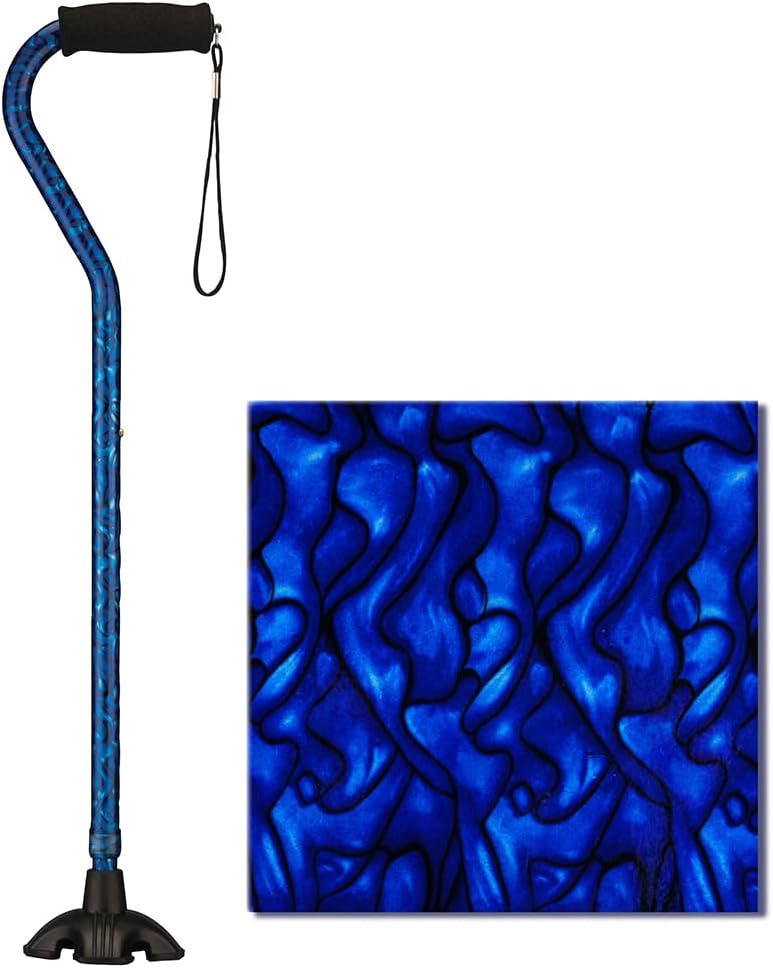 NOVA Walking Quad Cane for Men and Women, Self Standing Blue Rain