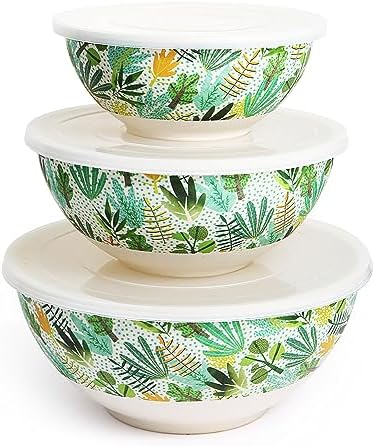 Amazon.com | Amazon Basics Nesting Melamine Mixing Bowl With Lid And ...