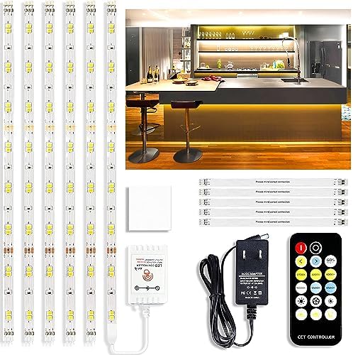 Volivo Under Cabinet Strip Lighting 20FT, 6 Pcs Dimmable White LED ...
