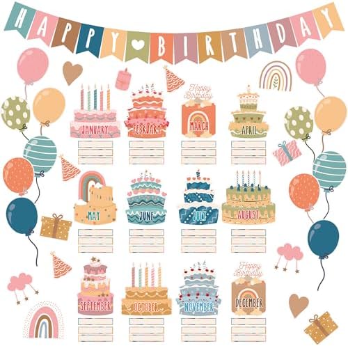 Amazon.com : 87 Pcs Boho Birthday Bulletin Board Decorations Boho ...