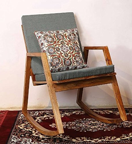 Shilpi Solid Wood Rocking Chair in Walnut Finish/Amazing Look Hand ...