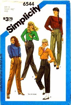 Amazon.com: Misses Tapered Pants 1980s Simplicity 6544 Vintage Sewing ...