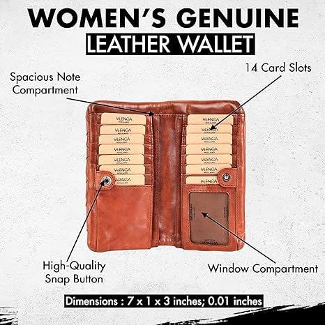 VILENCA HOLLAND 6.8 Inch Cognac Genuine Leather Wallets for Women,Small ...