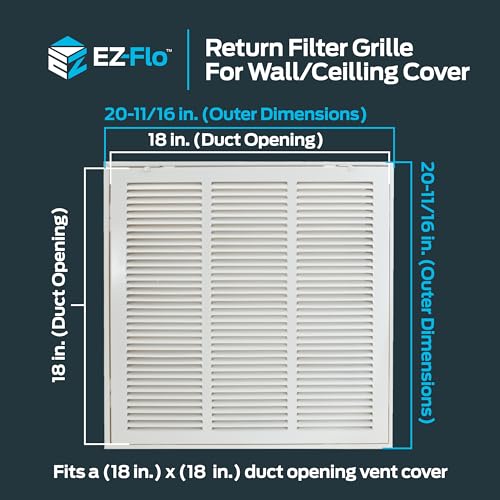 EZ-FLO 18 x 18 Inch (Duct Opening) White Return Air Vent Cover for Wall ...