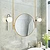 Round Wall Mirror Ceiling Mounted Hanging Rod Mirror with Gold Metal ...