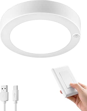 SURAIELEC Rechargeable Ceiling Light with Wall Switch, 8000mAh Battery ...