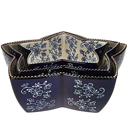 Temp-tations Star Shape, Set of 3 Bowls, Mixing or Serving, Nestable 3 Quart, 2 Quart & 1 Quart ...