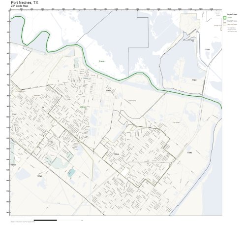 ZIP Code Wall Map of Port Neches, TX ZIP Code Map Laminated: Amazon.com ...