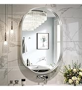 Amazon.com: Brightify Silver Oval Mirror for Bathroom 24x36 Inch, Matte ...