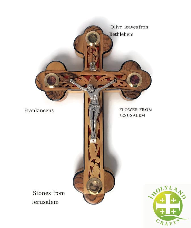 Catholic Crucifix for Wall With Mother of Pearl, Olive Wood Cross Wall ...