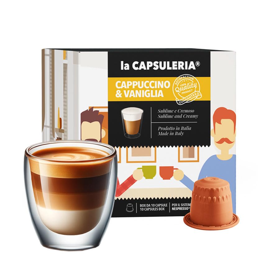 CAPPUCCINO Vanilla (80 Capsules) compatible with Nespresso, 8 Boxes x ...