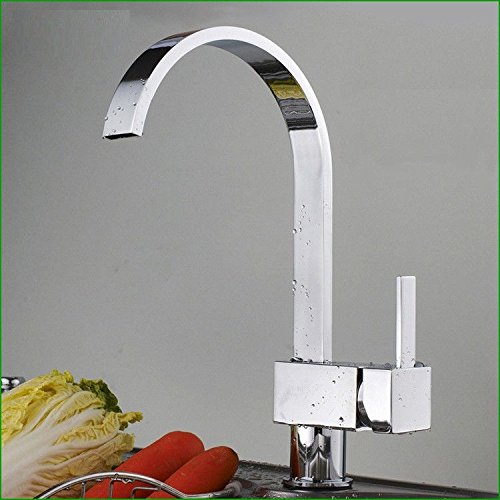 Square faucet full copper sink faucet hot and cold water kitchen faucet ...