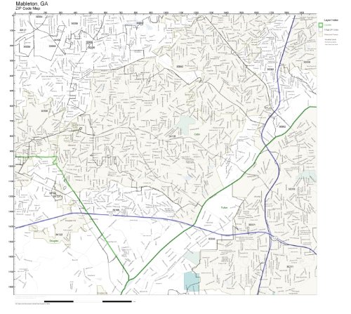 Amazon.com : ZIP Code Wall Map of Mableton, GA ZIP Code Map Not ...