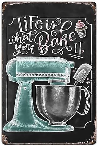 Amazon.com: Sign Vintage Metal Tin Signs Life Is What You Bake, Baking ...